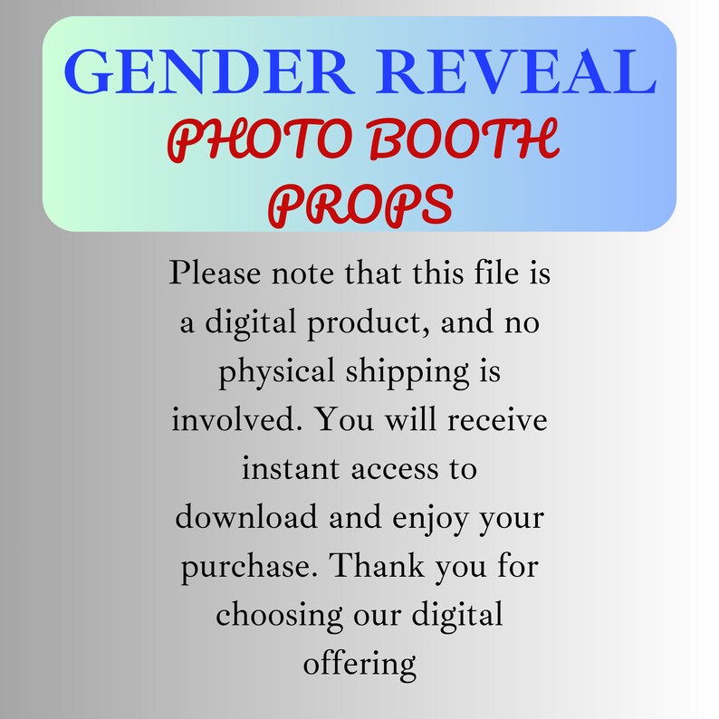Gender Reveal Photo Booth Props Baby Shower Party Supplies Instant ...