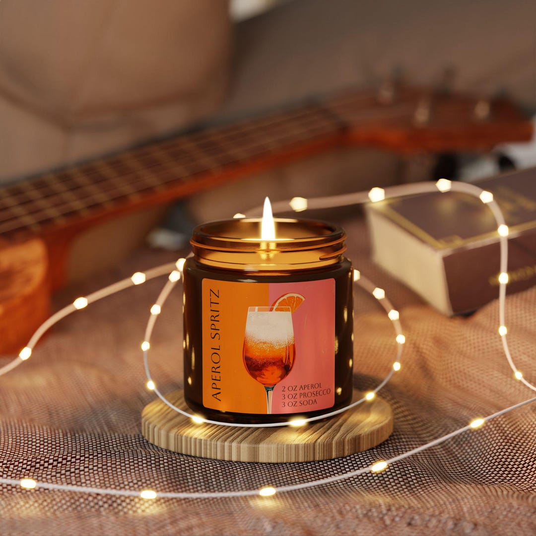 Soy Candle, Aperol Spritz Unique Design Candle, Amber Jar Candle, Home ...