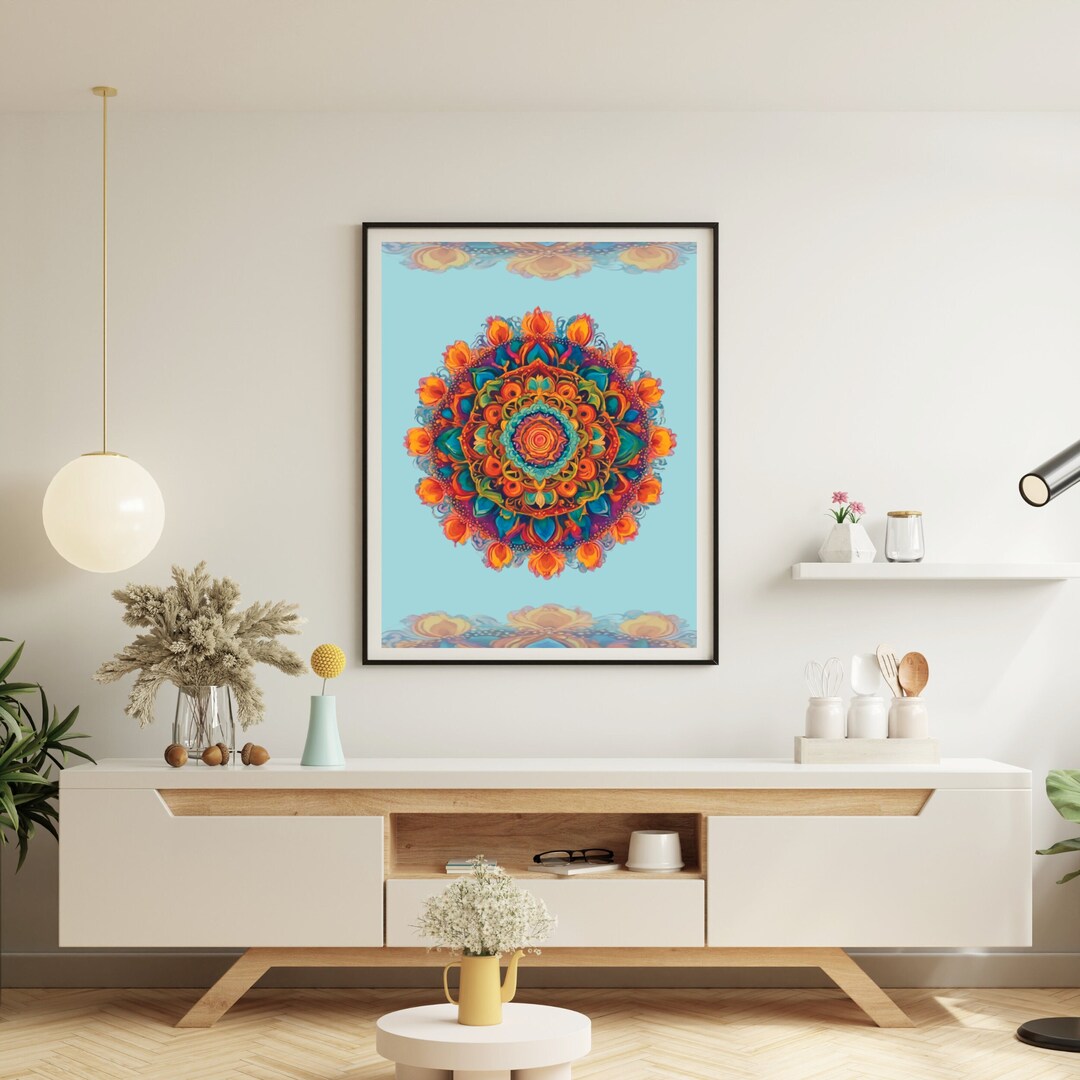 Floral Mandala Bloom Wall Art Decor, Abstract Mandala-colorful Wall Art ...