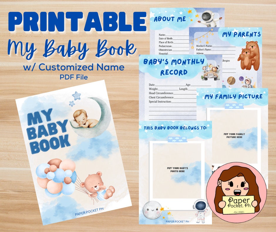 Printable Baby Book PLR Memory Book Baby Journal Digital Download Boy ...