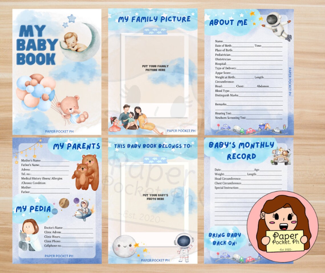 Printable Baby Book PLR Memory Book Baby Journal Digital Download Boy ...