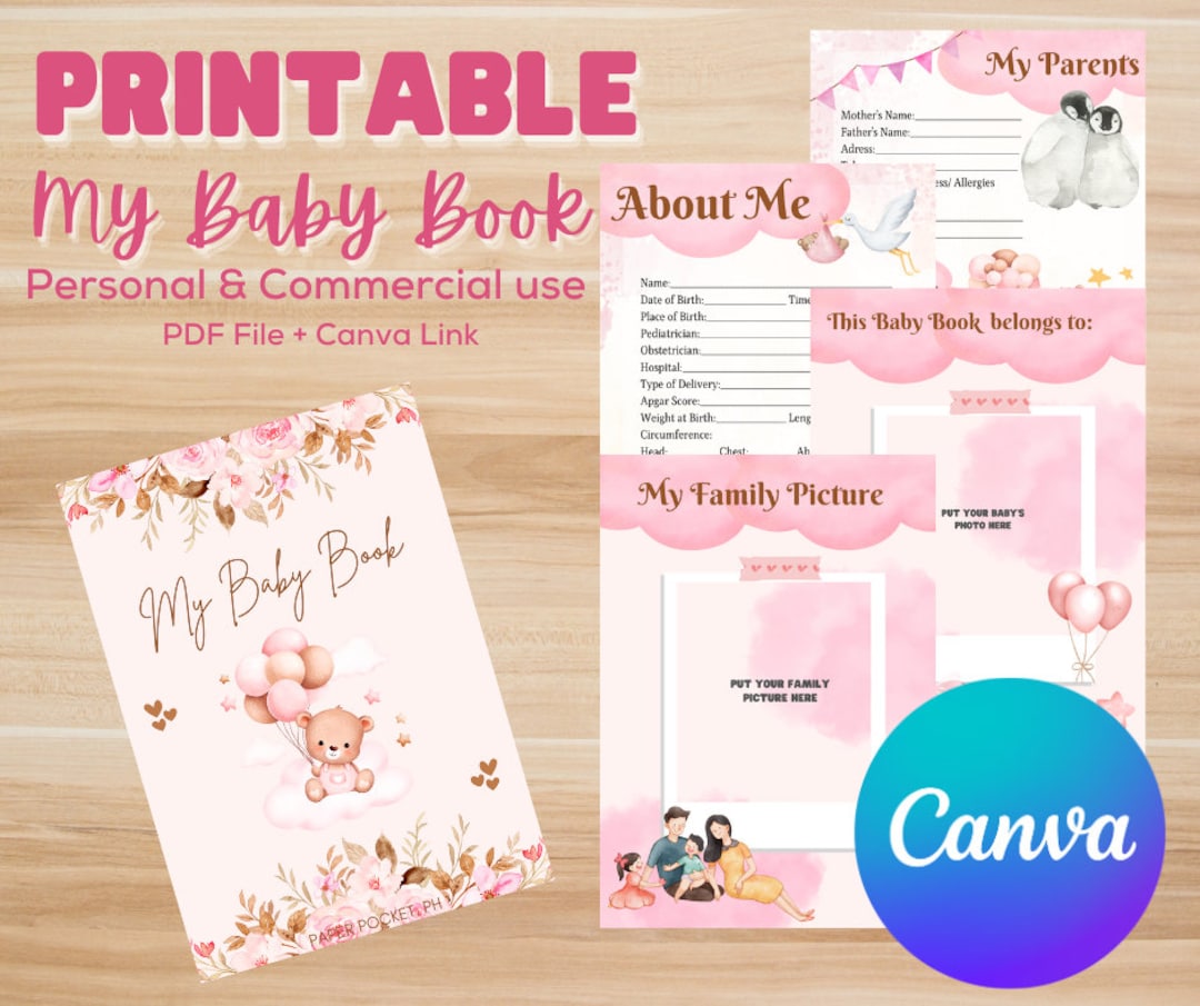 Printable Baby Book Girl Planner Mom Kids Zinnia Planner Pages A5 A4 ...