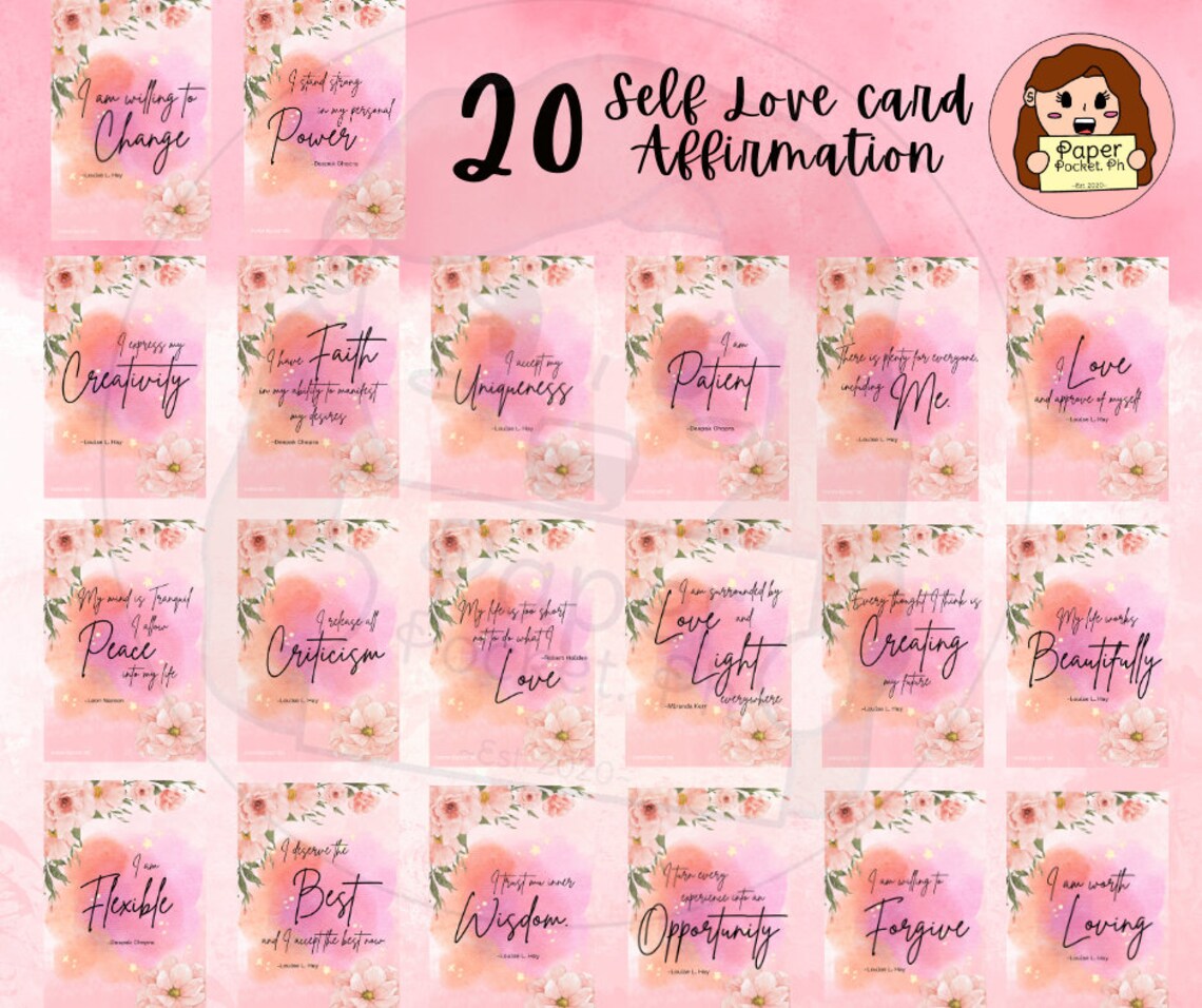 20 Self Love Printable Affirmation Card, Positive Affirmation Card ...