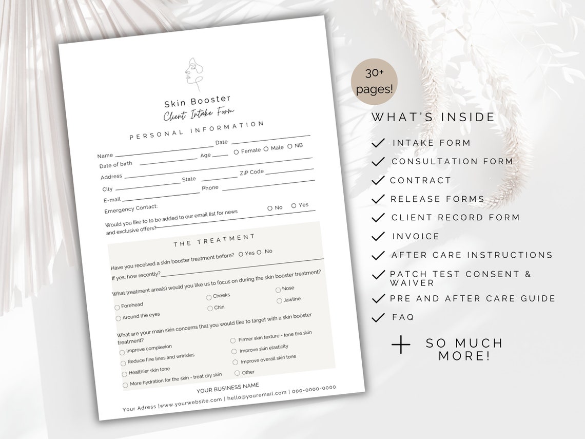 Skin Booster Consent Form Filler Consultation Editable Facial Filler ...