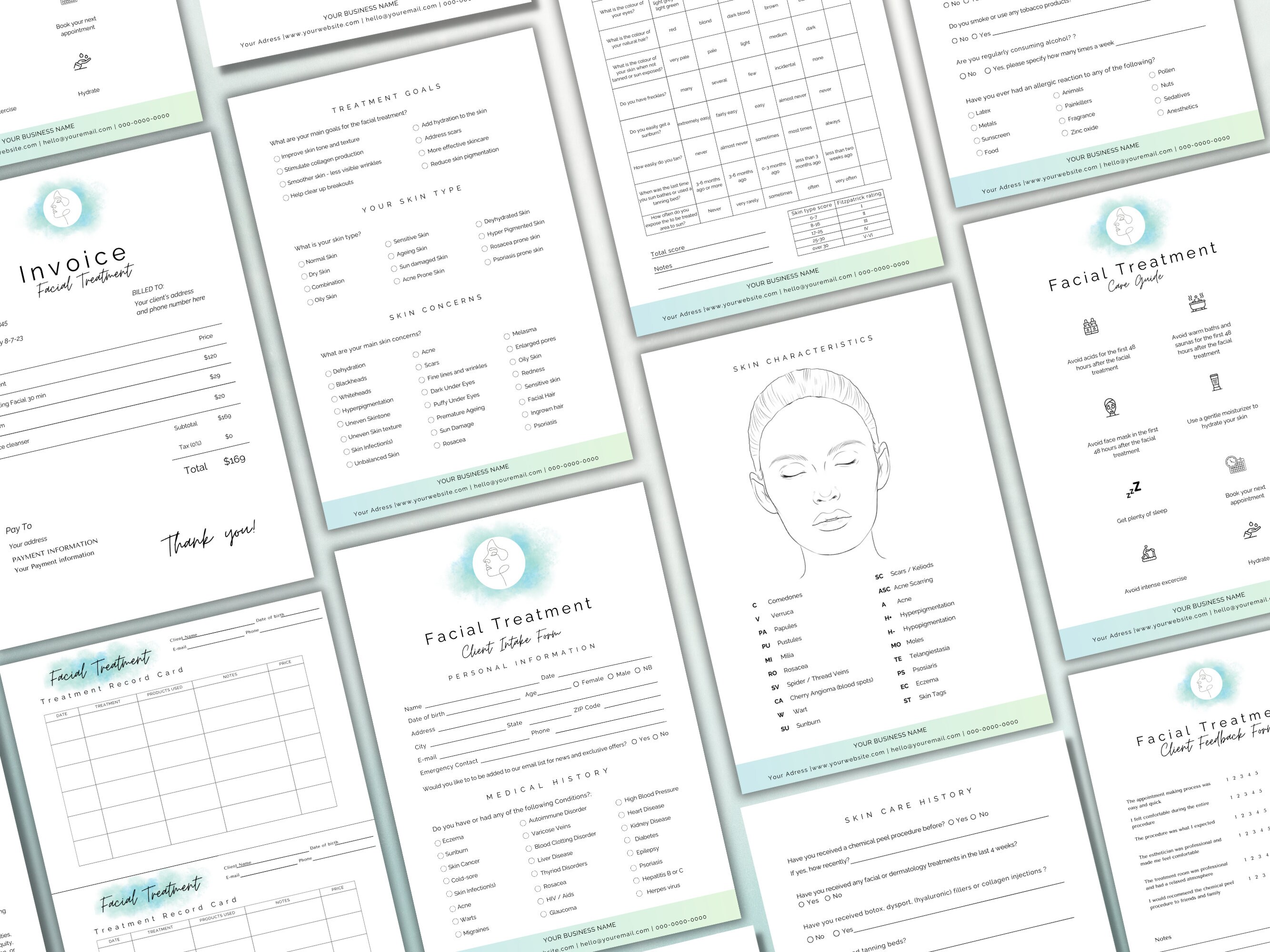 Facial Treatment Forms Facial Intake Form Editable Esthetician Template ...