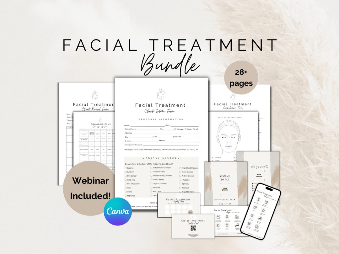 Facial Treatment Forms Facial Intake Form Esthetician Forms Esthetician ...