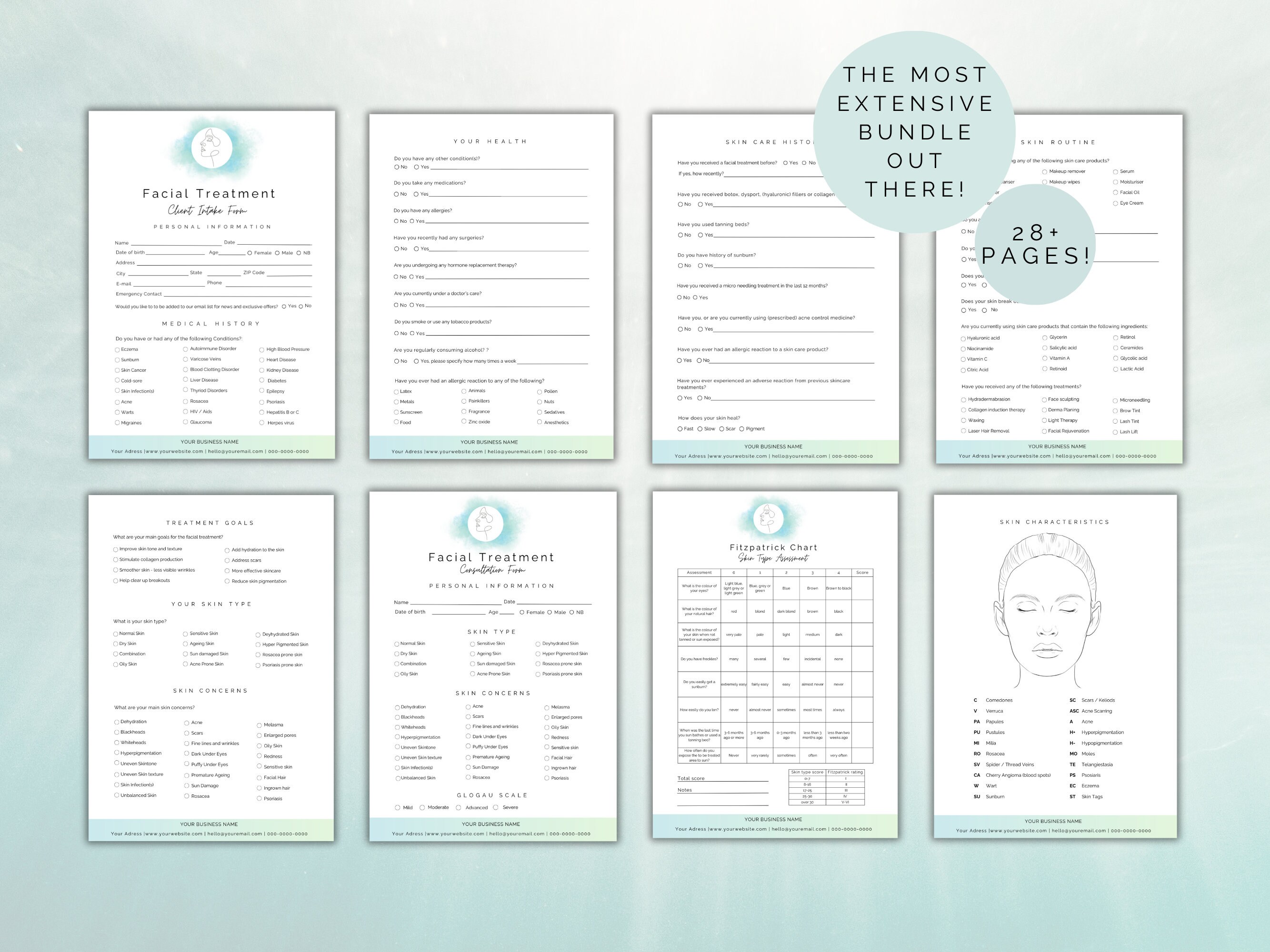 Facial Treatment Forms Facial Intake Form Editable Esthetician Template ...