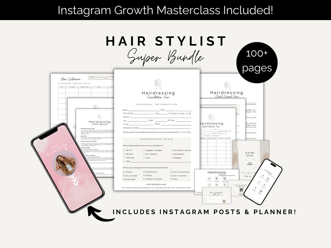 Hair Stylist Forms Hair Agreement Hairstylist Salon Intake Consultation ...