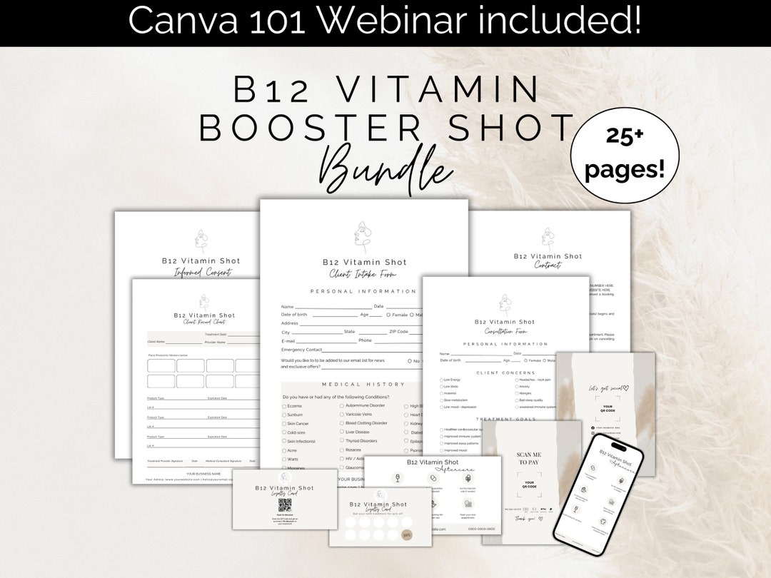 B12 Vitamin Injection Forms Nurse Injector Canva B12 Shot Consent Form ...