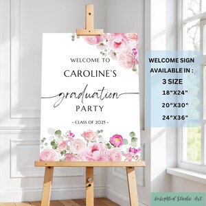 Blush Pink Wildflower Graduation Welcome Sign: Editable Class of 2025 ...