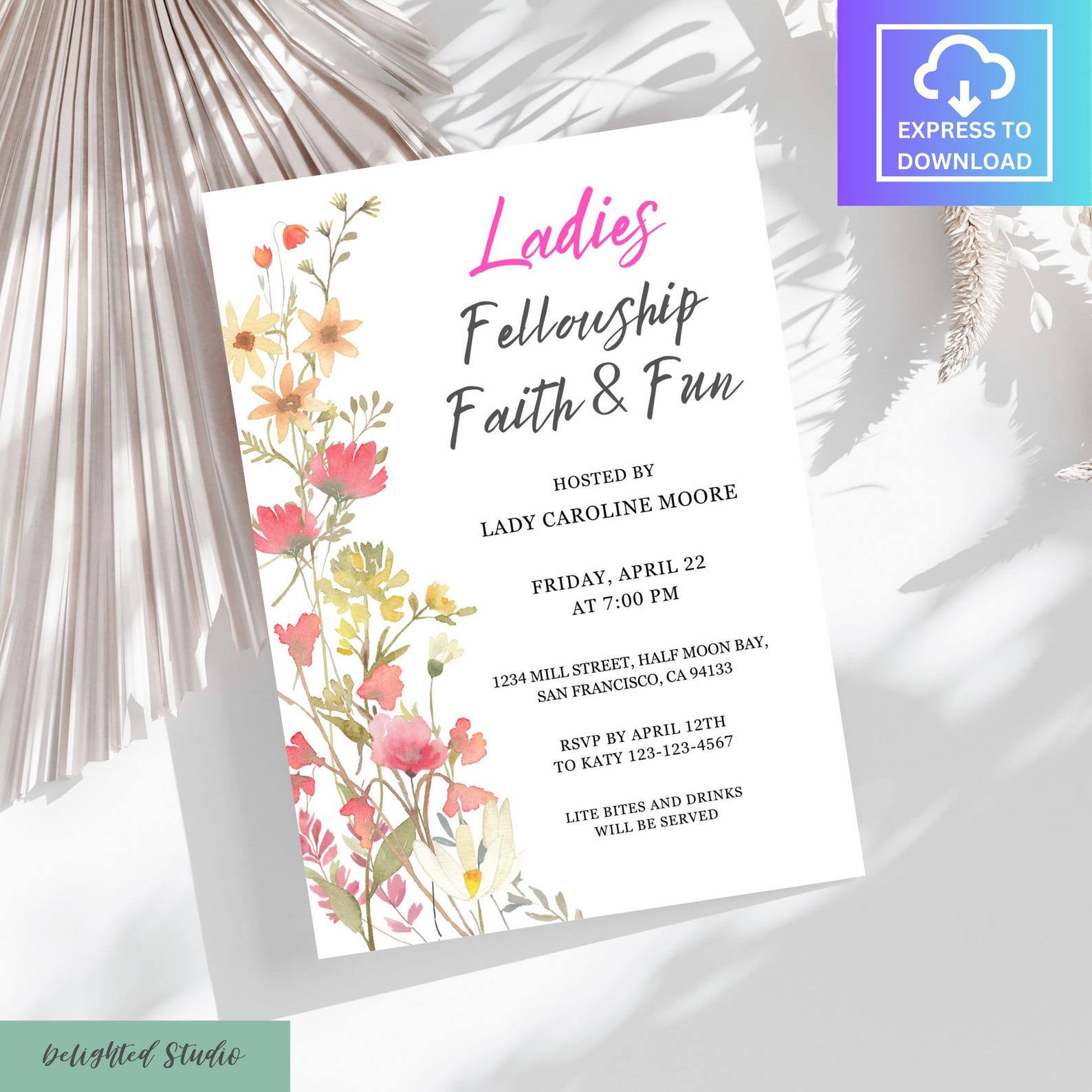 Floral Ladies Fellowship Invitation Template (digital Download) - Etsy