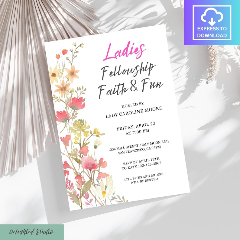 Floral Ladies Fellowship Invitation Template (digital Download) - Etsy