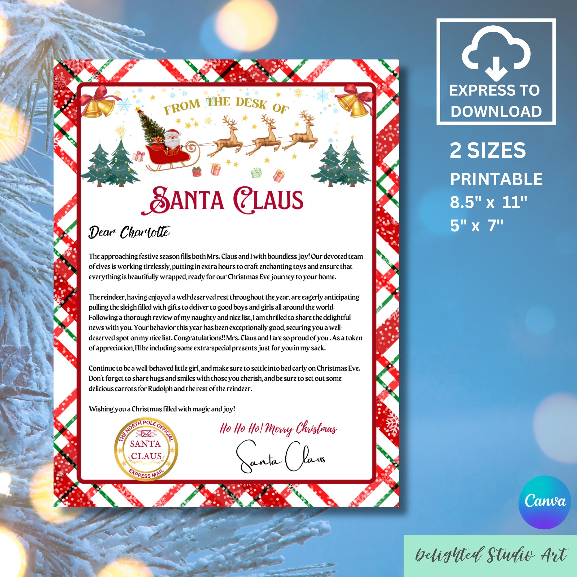 Editable Personalized Santa Letter From the Desk of Santa Christmas ...