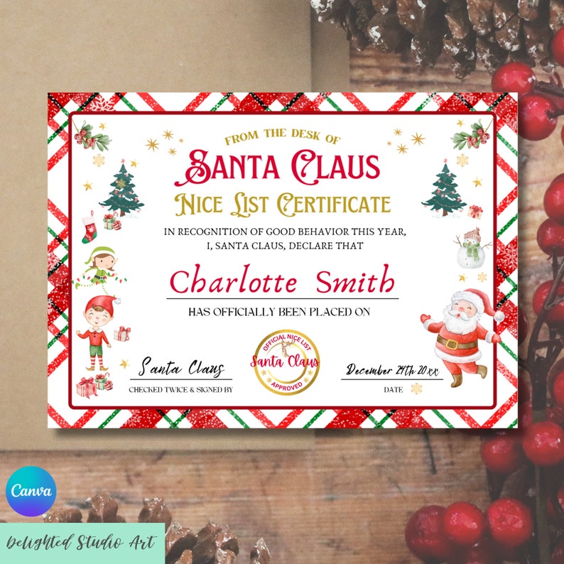 Editable Personalized Santa Certificate Letter From the Desk of Santa ...