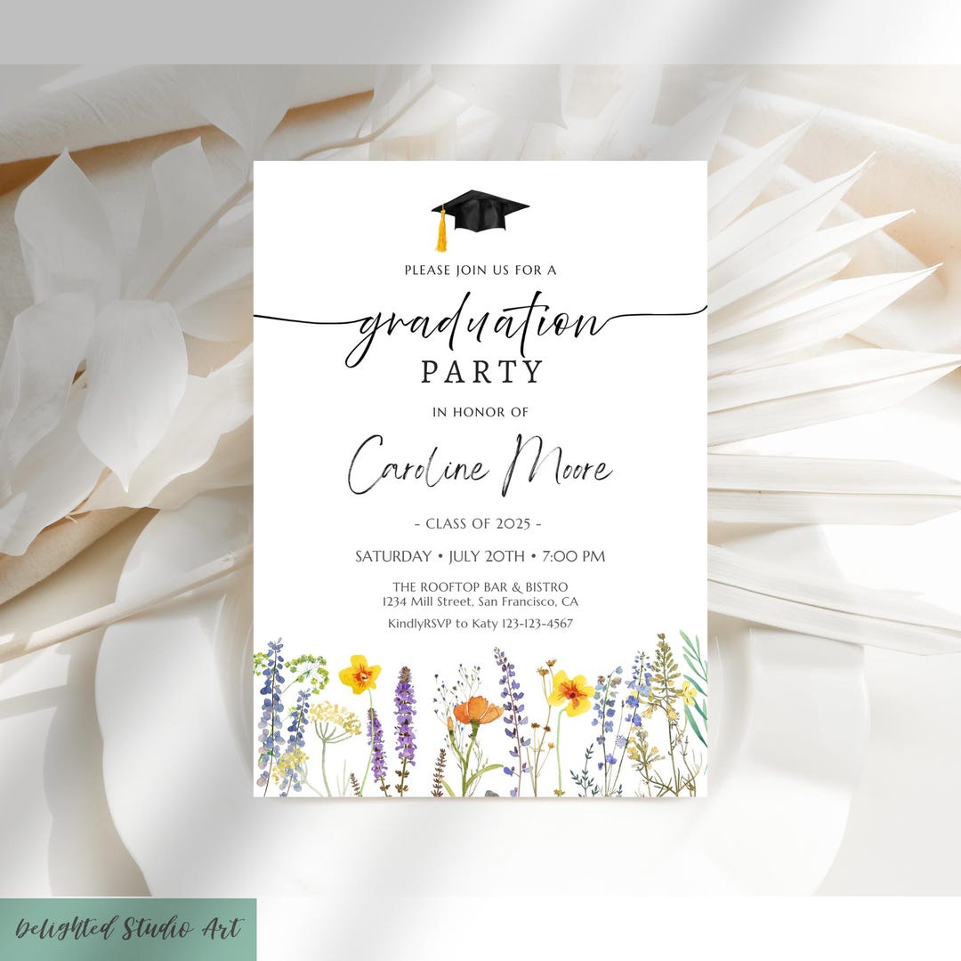 Floral Graduation Dinner Party Invitation Template (canva Editable) - Etsy