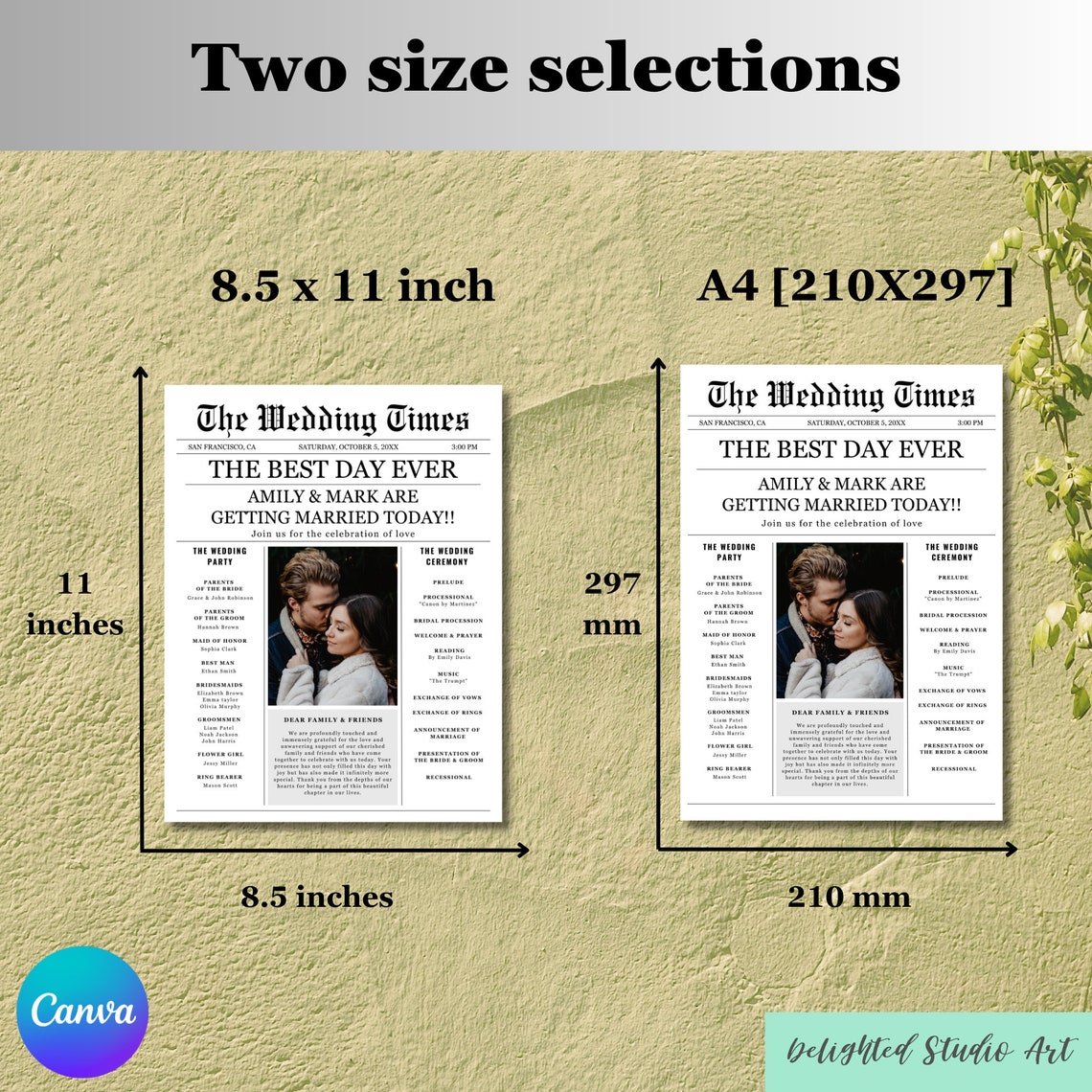 Editable Wedding Itinerary, Wedding Newspaper, Folded Newspaper ...