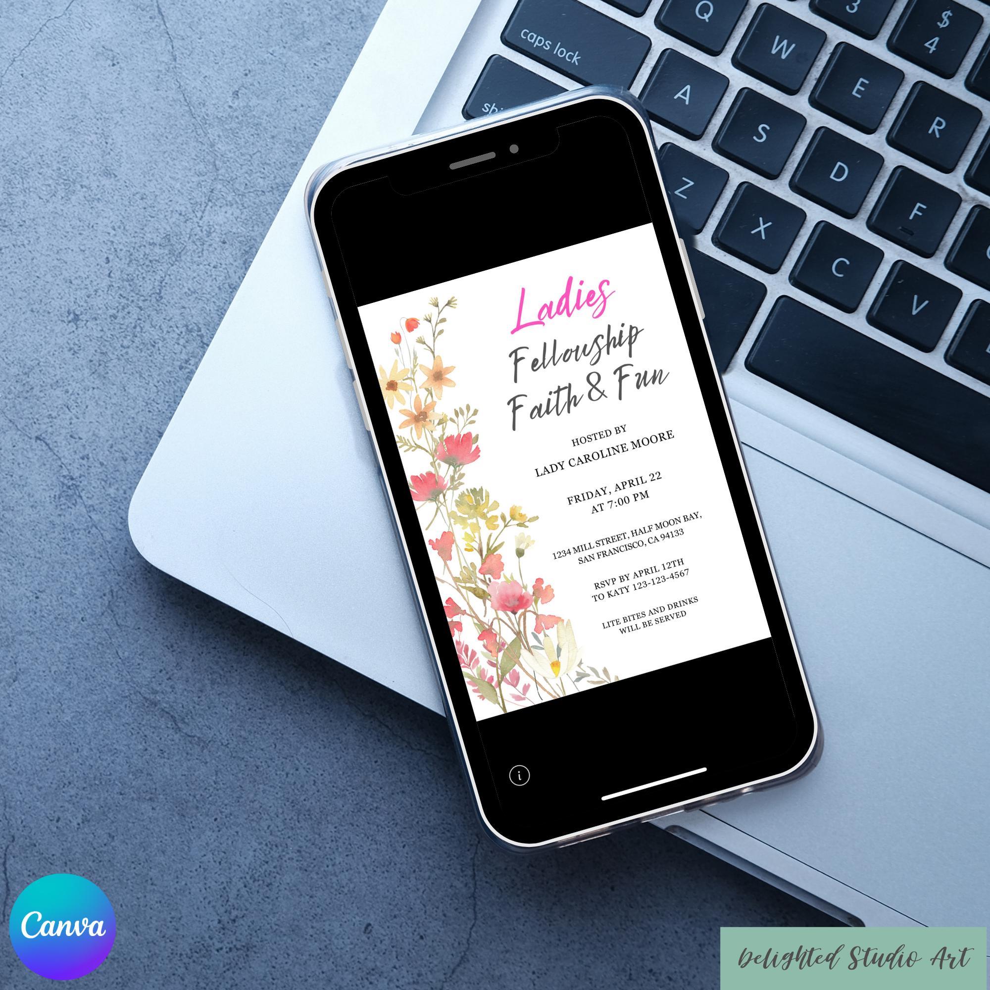 Floral Ladies Fellowship Invitation Template (digital Download) - Etsy
