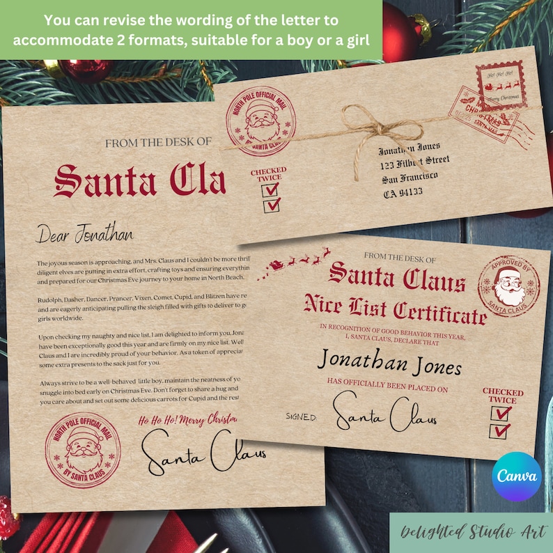 Editable Letter From Santa Claus, Christmas Letter, North Pole Mail ...
