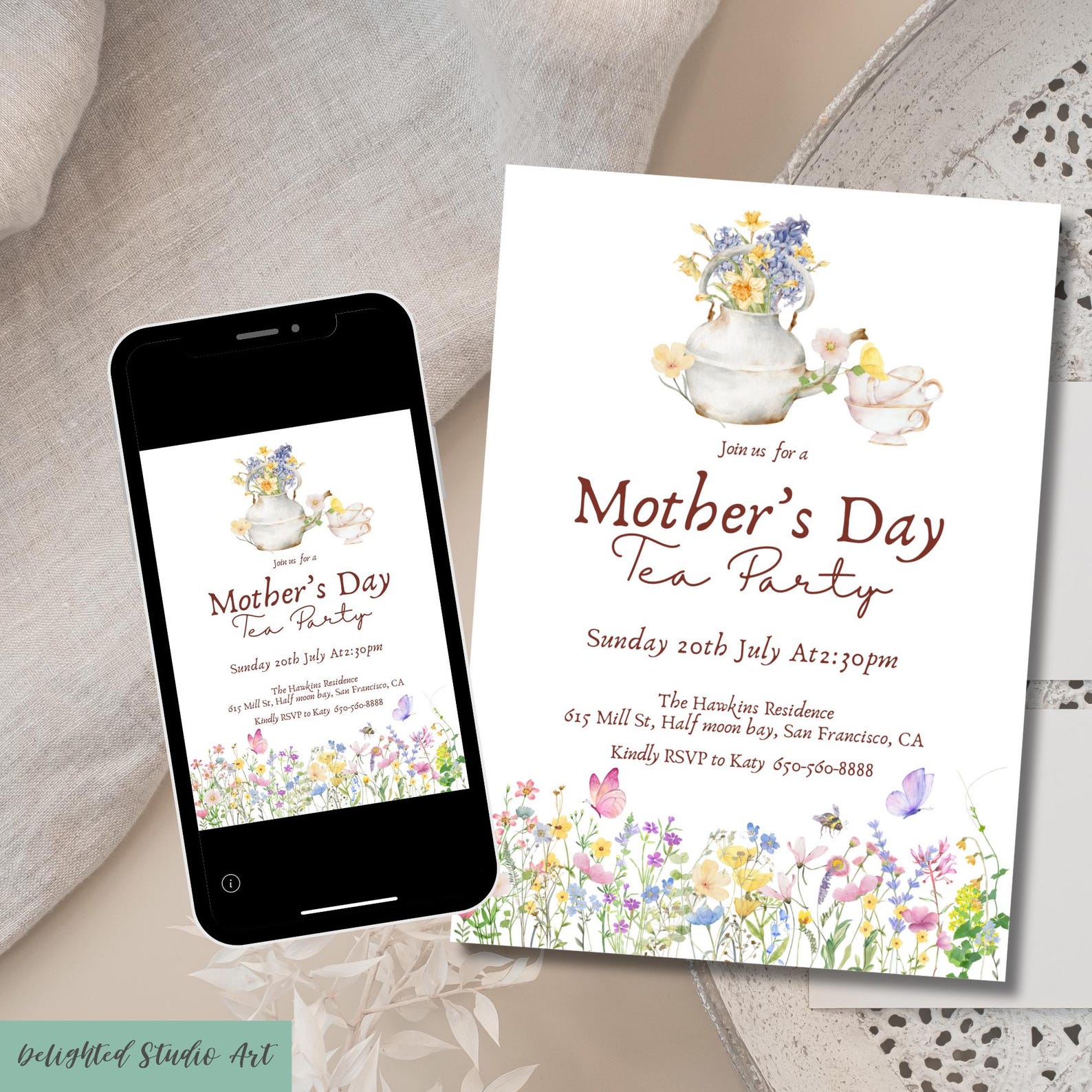 Floral Mother's Day Tea Party Invitation Template (digital Download) - Etsy
