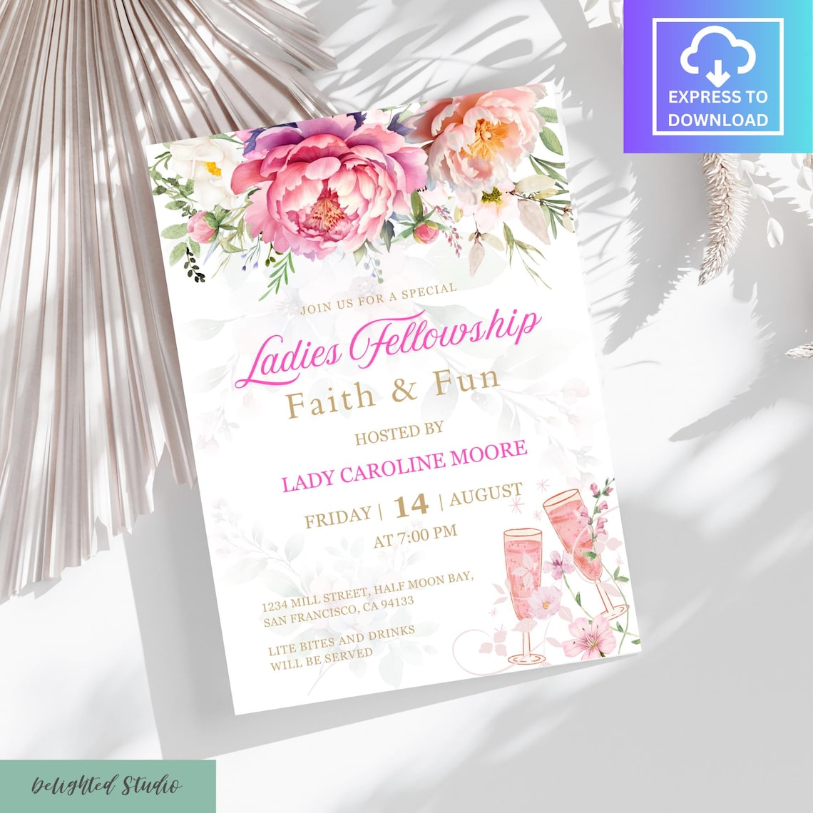 Floral Ladies Fellowship Invitation Template (digital Download) - Etsy