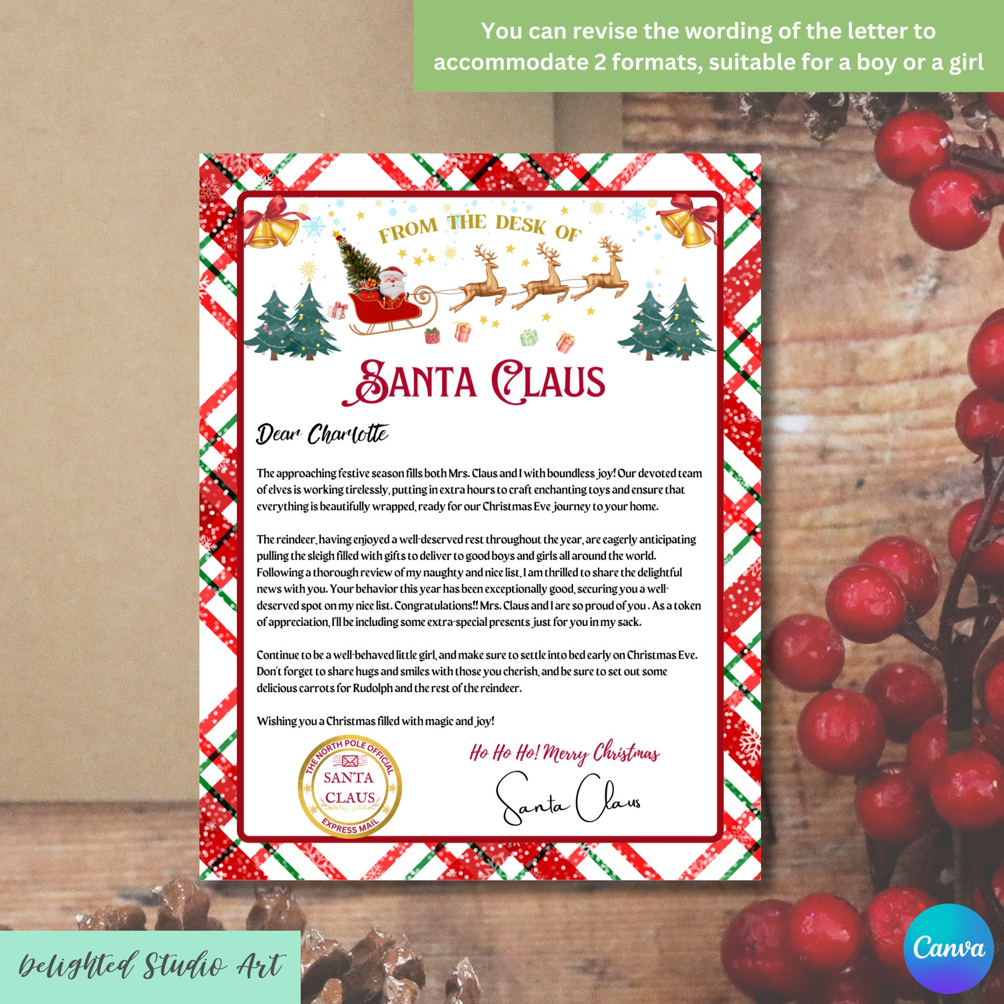 Editable Personalized Santa Letter From the Desk of Santa Christmas ...