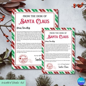 Editable Personalized Santa Letter From the Desk of Santa Christmas ...
