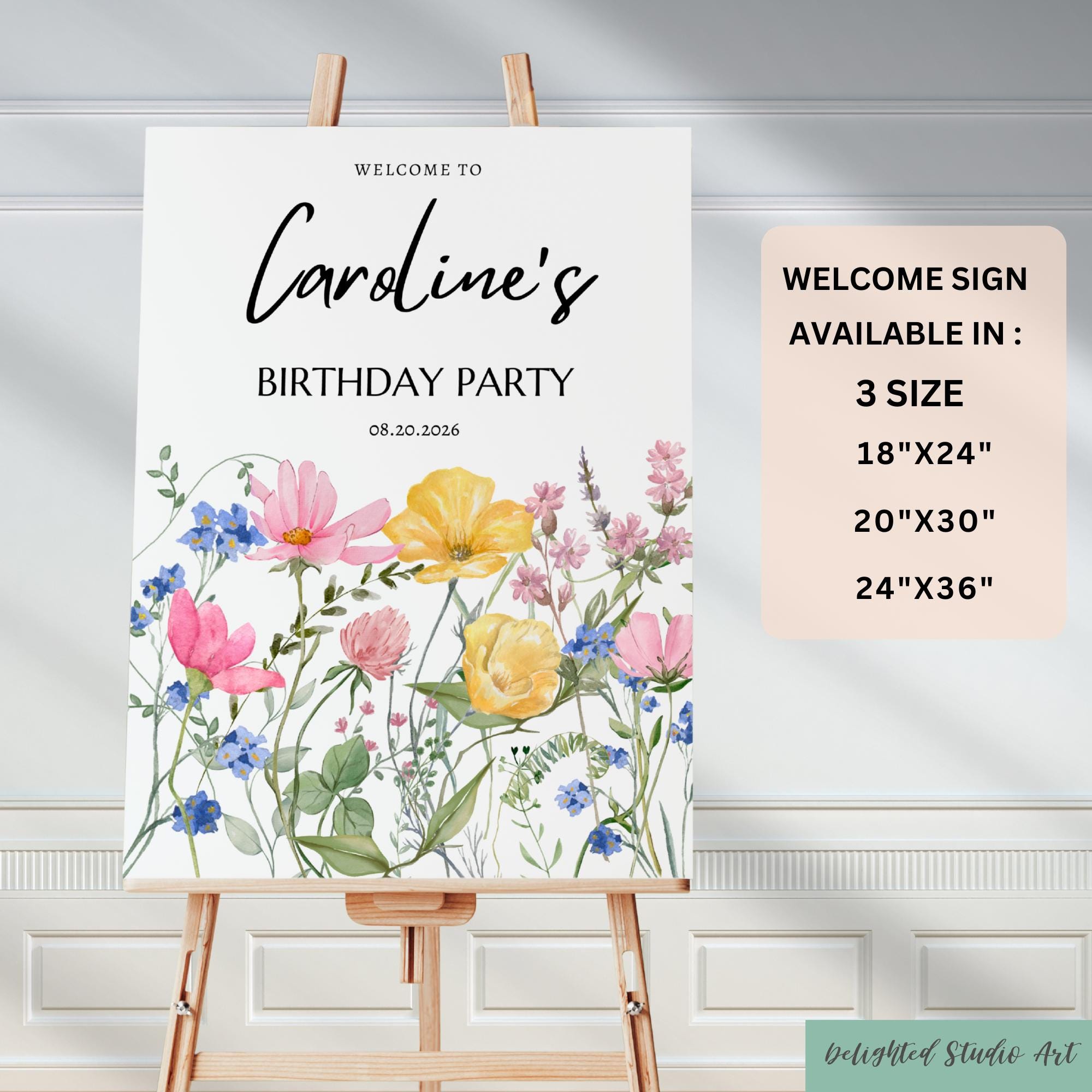 Wildflower Birthday Welcome Sign: Pink Floral Party Decor (PDF) - Etsy
