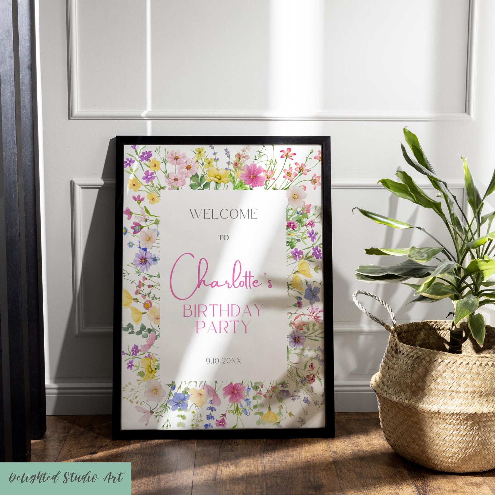 Floral Birthday Party Welcome Sign: Editable Template (PDF) - Etsy