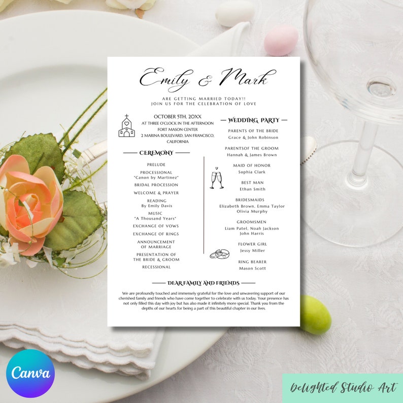 Infographic Wedding Program, Editable Wedding Timeline, Weekend ...