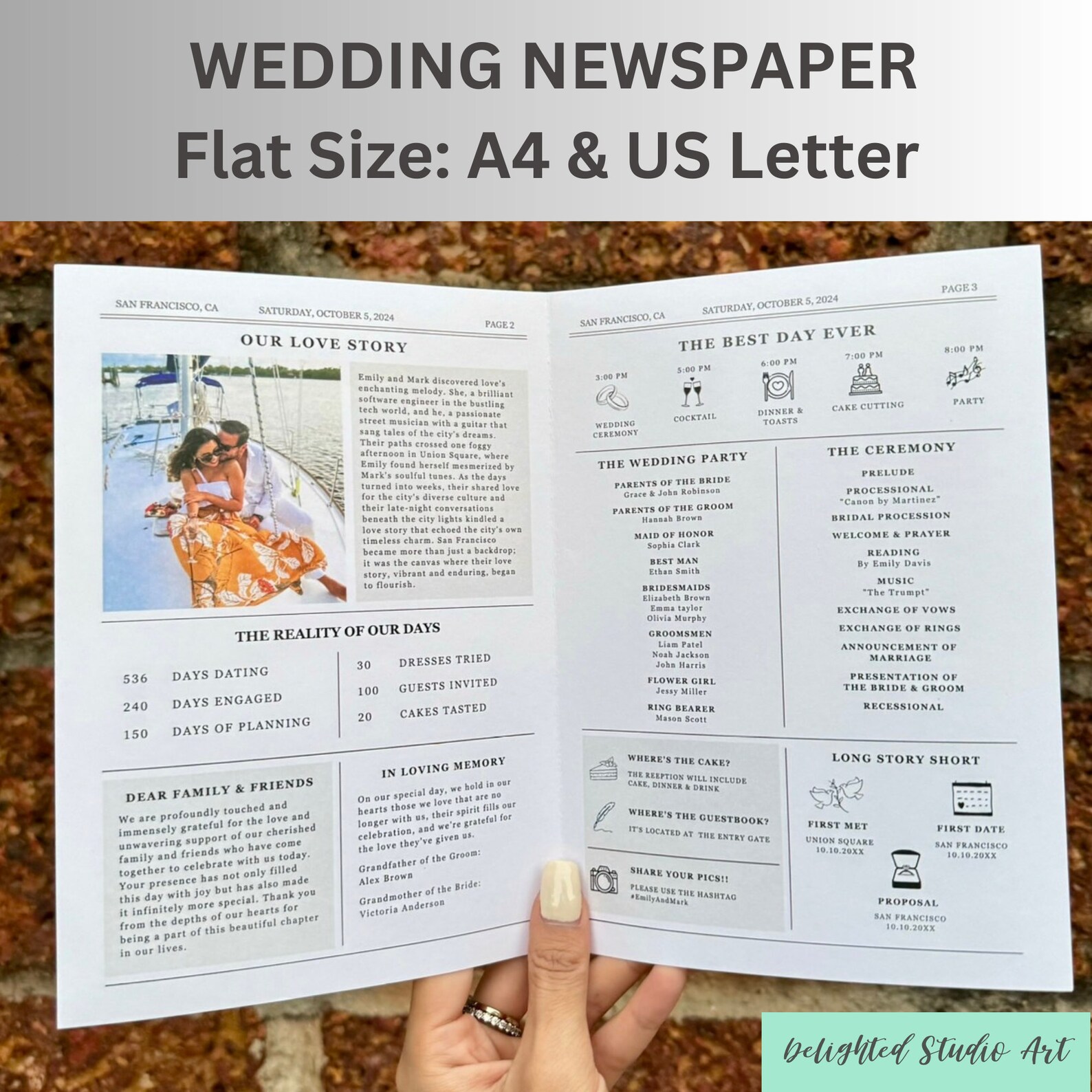 Editable Wedding Infographic Unique Wedding Program Newspaper Wedding ...