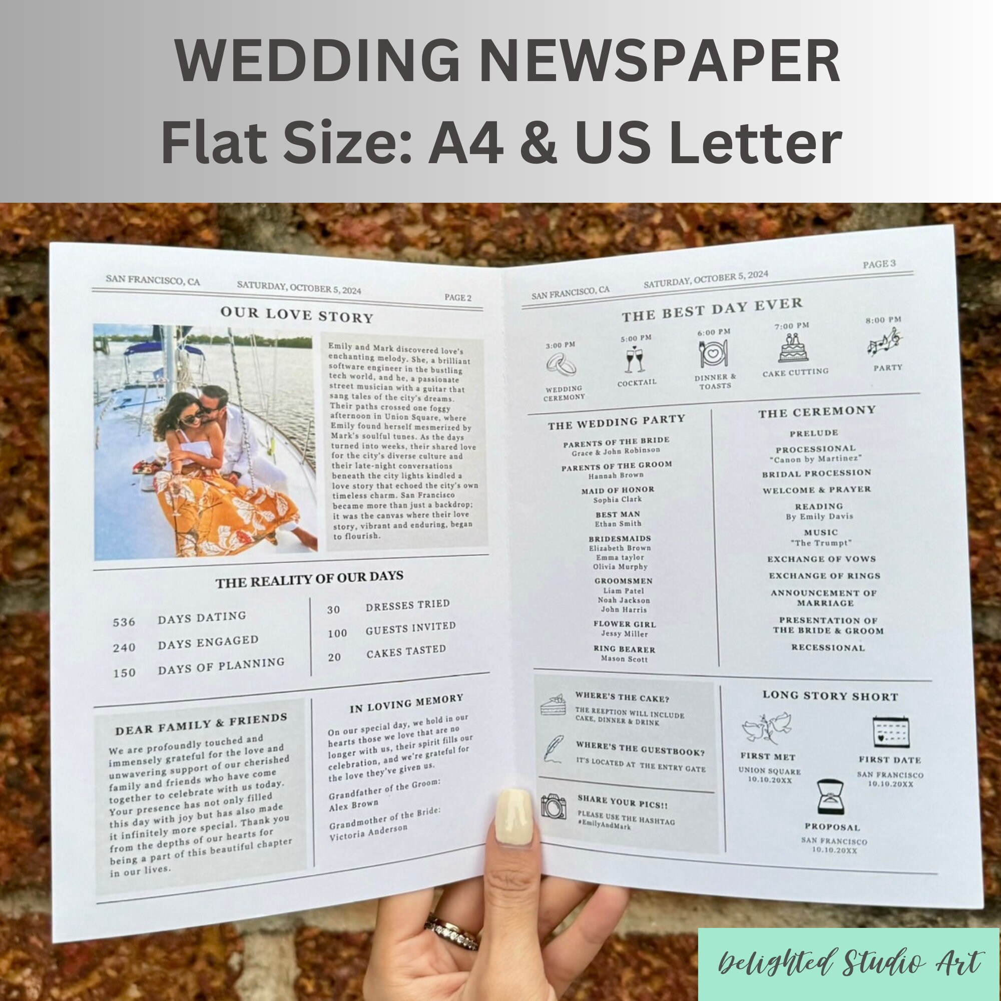 Editable Wedding Infographic Unique Wedding Program Newspaper Wedding ...