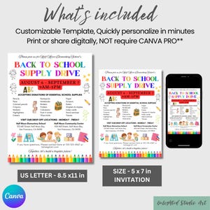 Back to School Supply Drive Flyer: Editable Template (digital) - Etsy