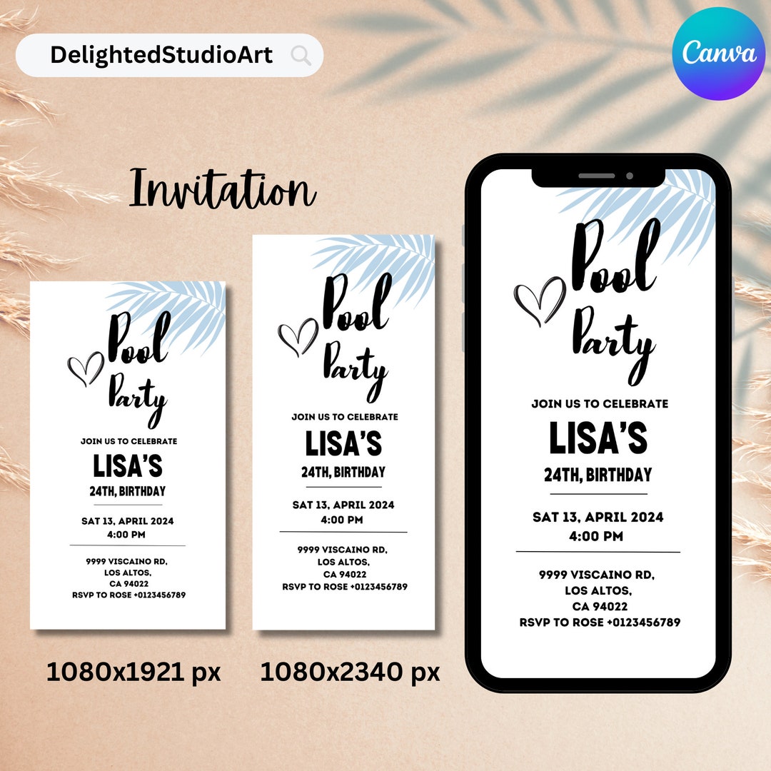 Pool Party Text Invitation Pool Party Invitation Electronic - Etsy