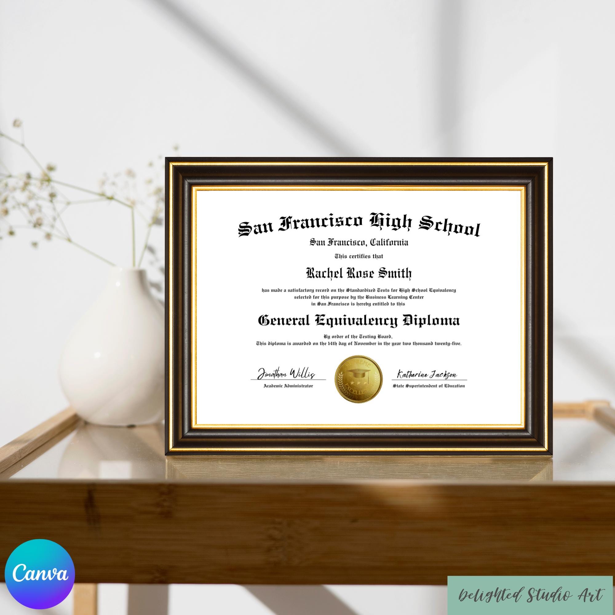 Editable Graduation Diploma Template: High School, Homeschool (canva ...