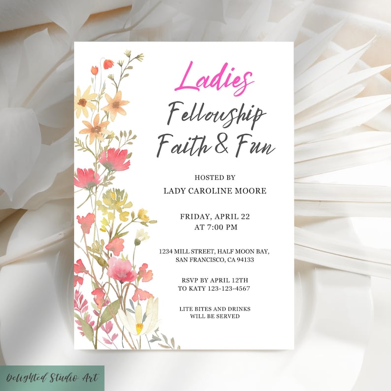 Floral Ladies Fellowship Invitation Template (digital Download) - Etsy
