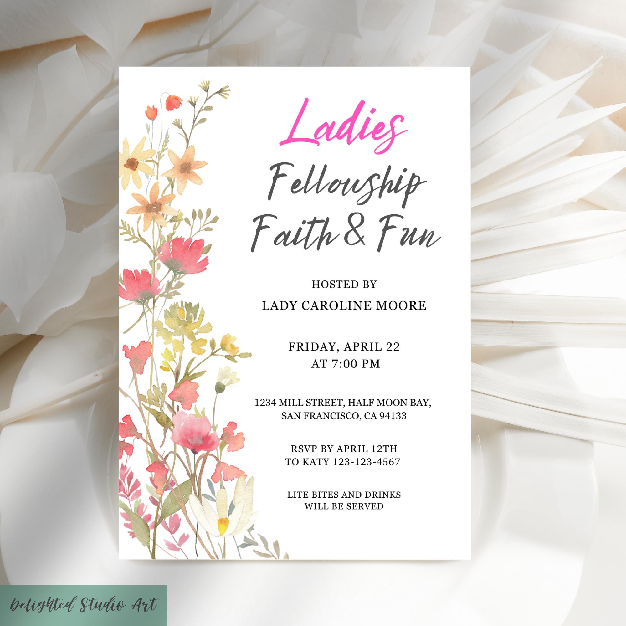 Floral Ladies Fellowship Invitation Template (digital Download) - Etsy