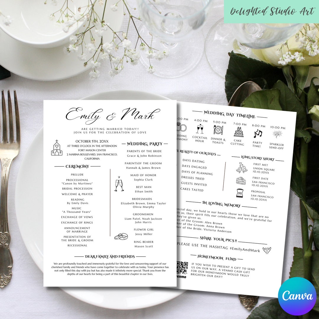 Infographic Wedding Program, Wedding Day Program, Infographic Program ...