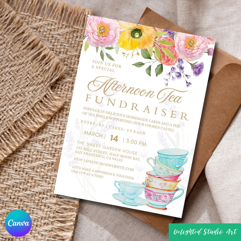 Afternoon Tea Fundraiser Invitation: Elegant Garden Party (canva ...