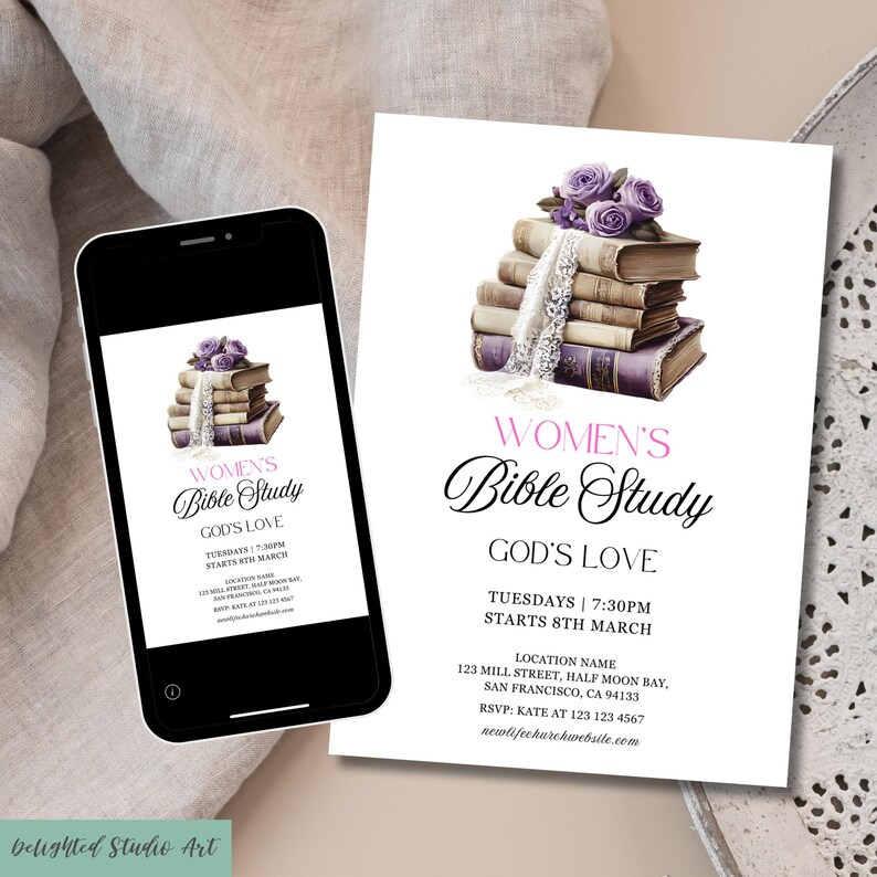 Women's Bible Study Invitation Template: Pastel Church Flyer (digital ...
