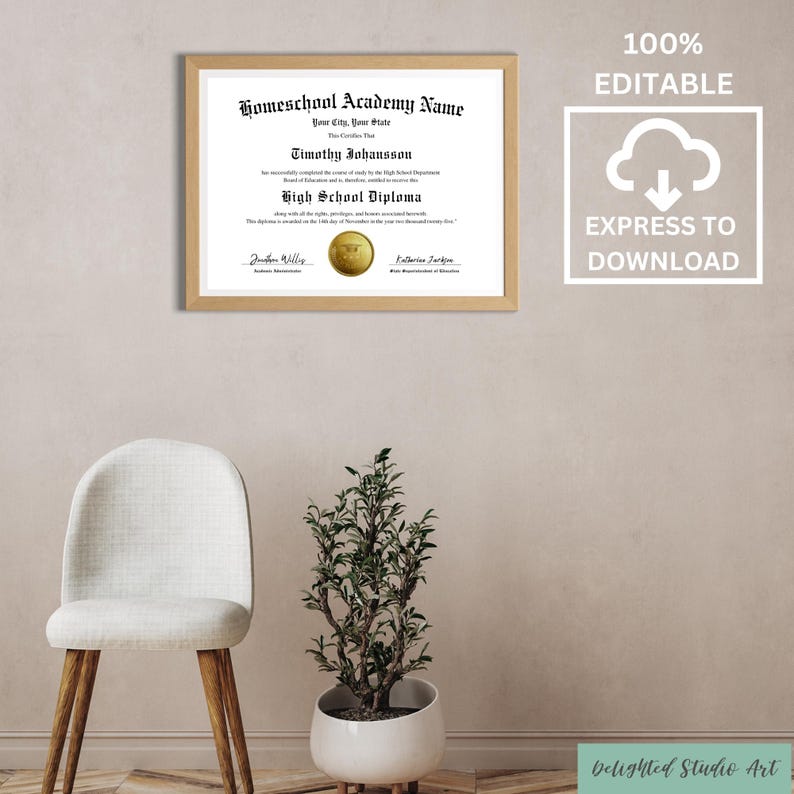 Homeschool Graduation Diploma Template: Editable High School ...