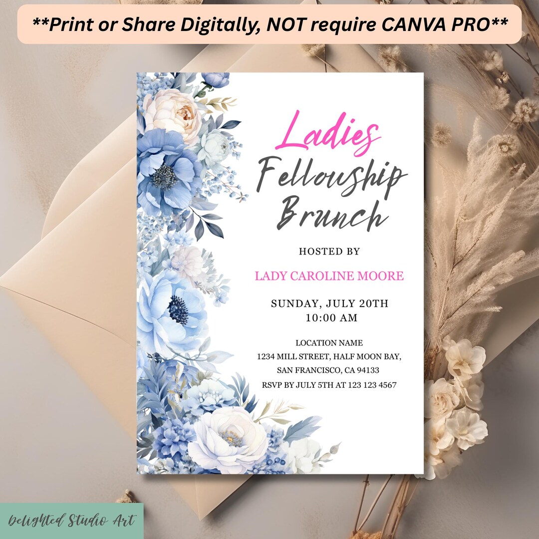 Ladies Fellowship Brunch Invitation: Floral Church Event Flyer (digital ...