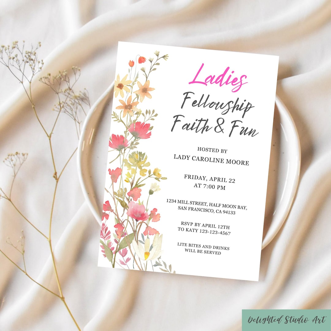 Floral Ladies Fellowship Invitation Template (digital Download) - Etsy