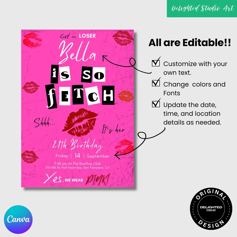 Pink Mean Girls Birthday Invitation Template: 2000s Theme (digital ...