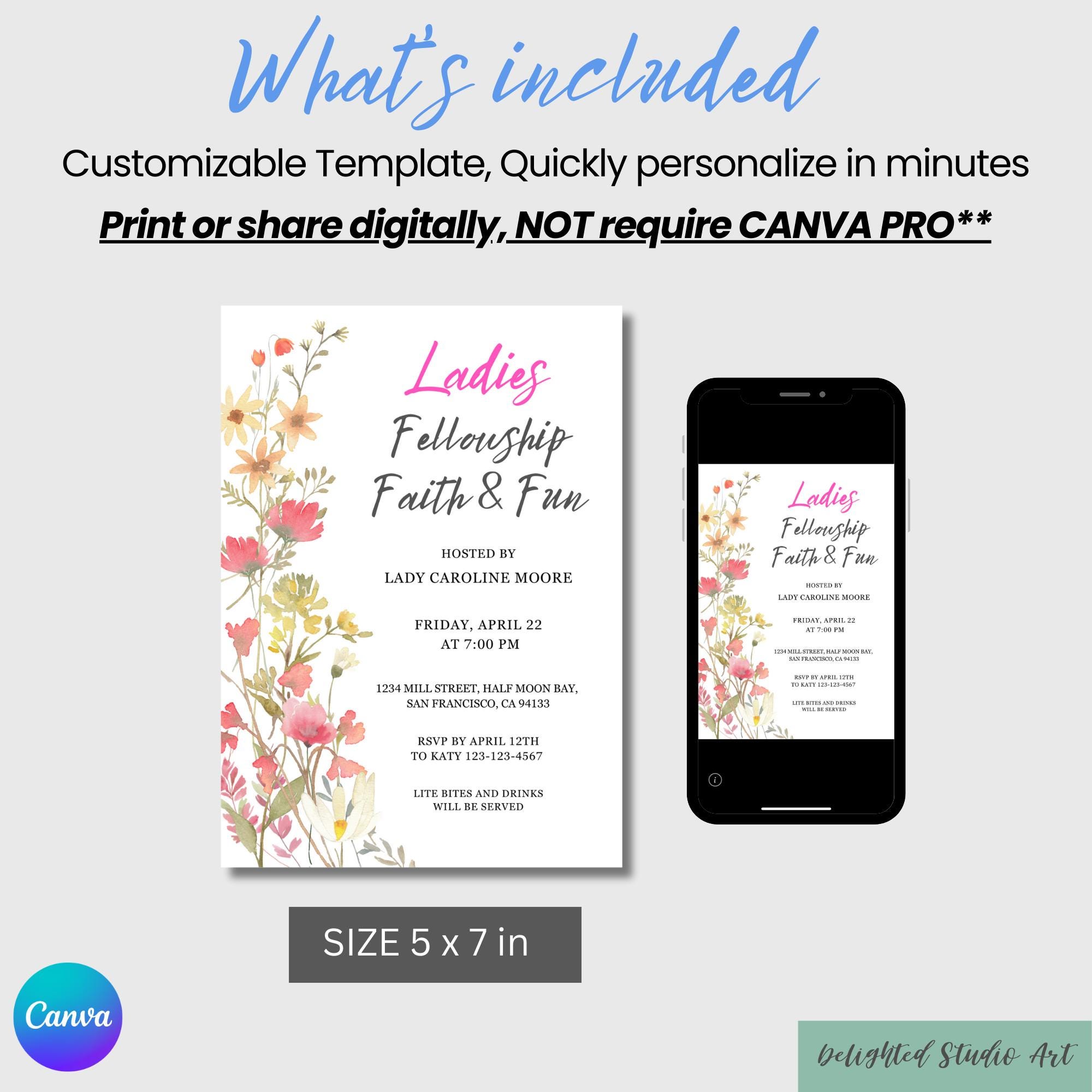 Floral Ladies Fellowship Invitation Template (digital Download) - Etsy