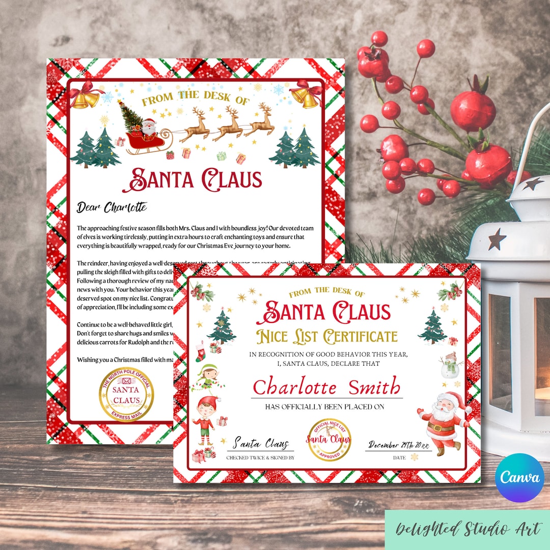 Editable Personalized Santa Certificate Letter From the Desk of Santa ...