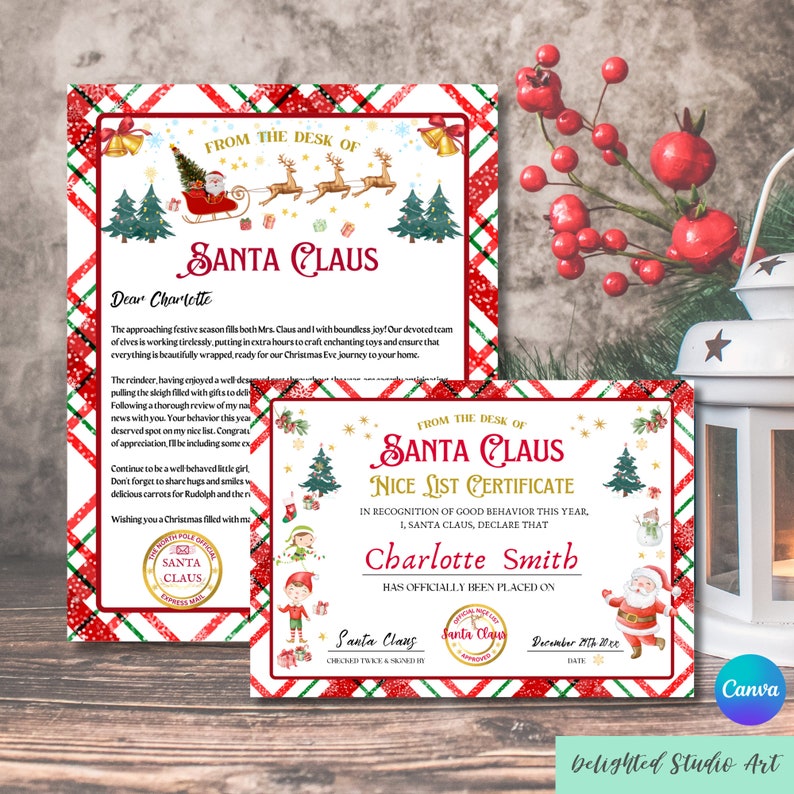 Editable Personalized Santa Certificate Letter From the Desk of Santa ...