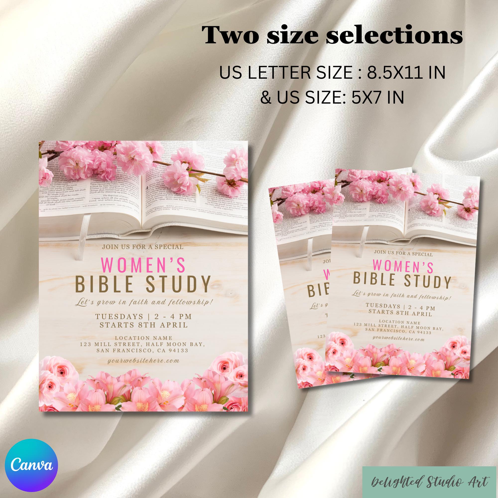 Women's Bible Study Invitation Template: Floral Church Fellowship ...