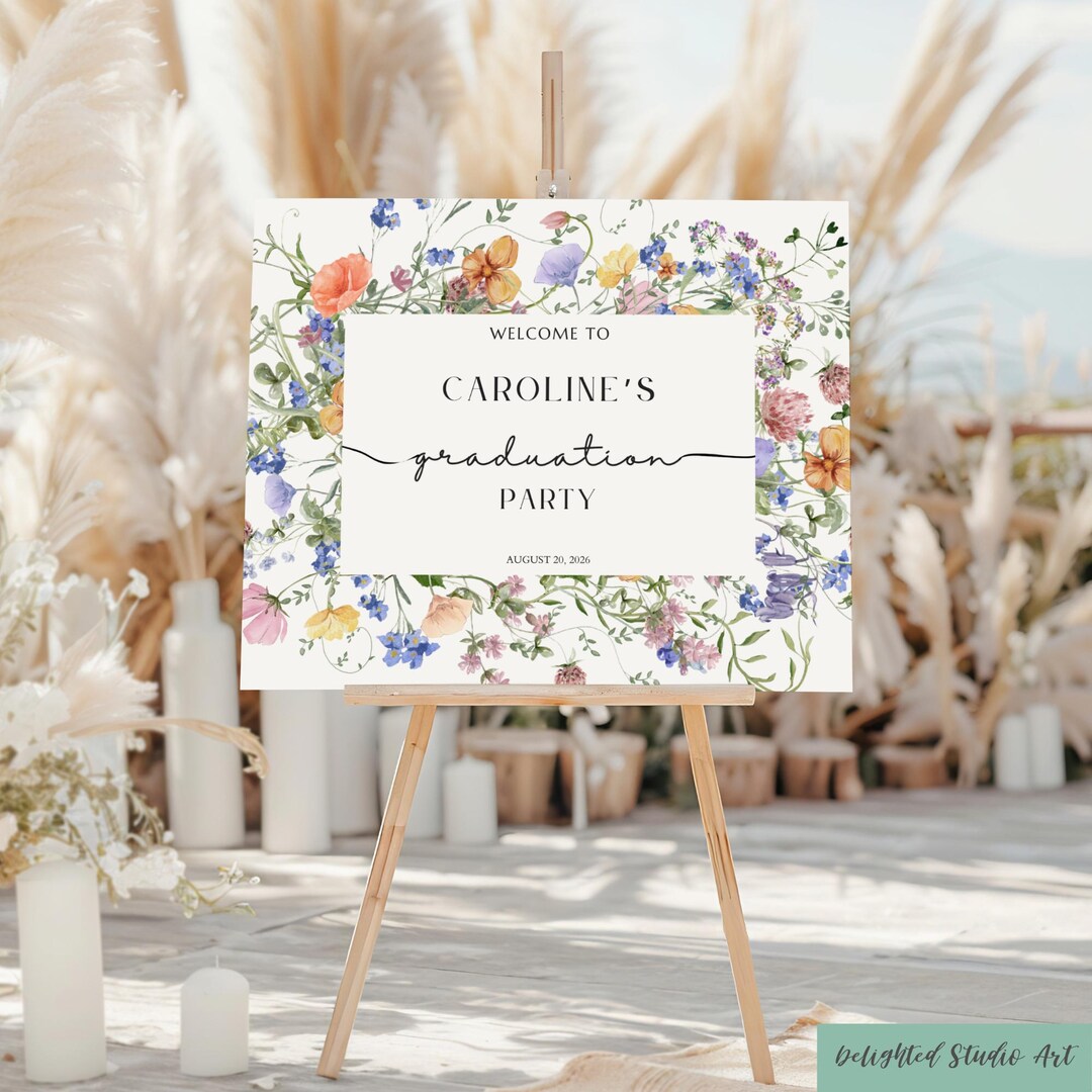 Wildflower Graduation Welcome Sign: Boho Floral Party Decor (PDF) - Etsy