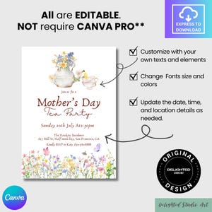 Floral Mother's Day Tea Party Invitation Template (digital Download) - Etsy