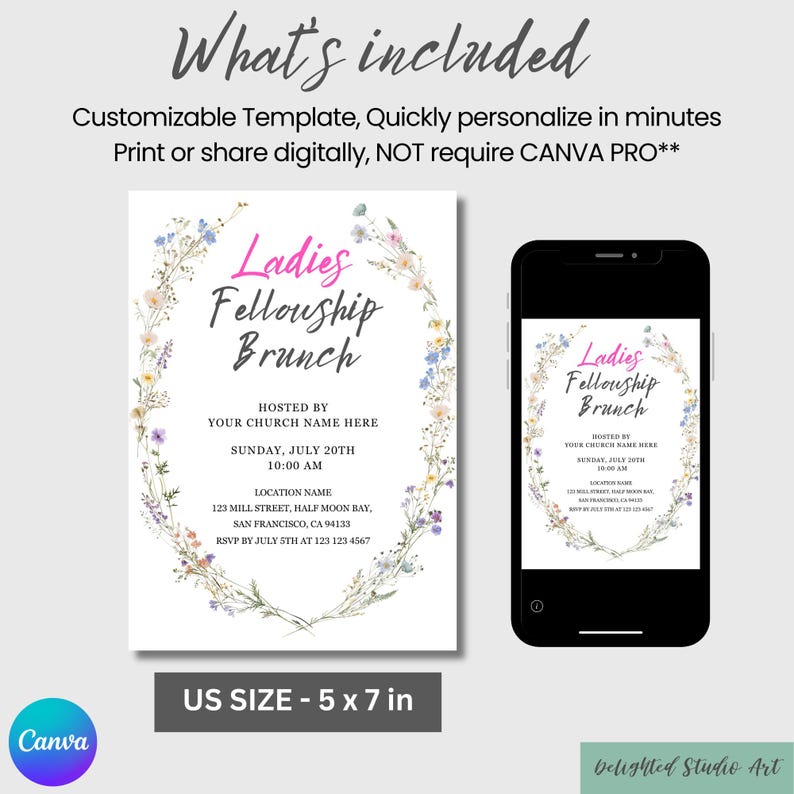 Ladies Fellowship Brunch Invitation: Floral Church Event (digital ...